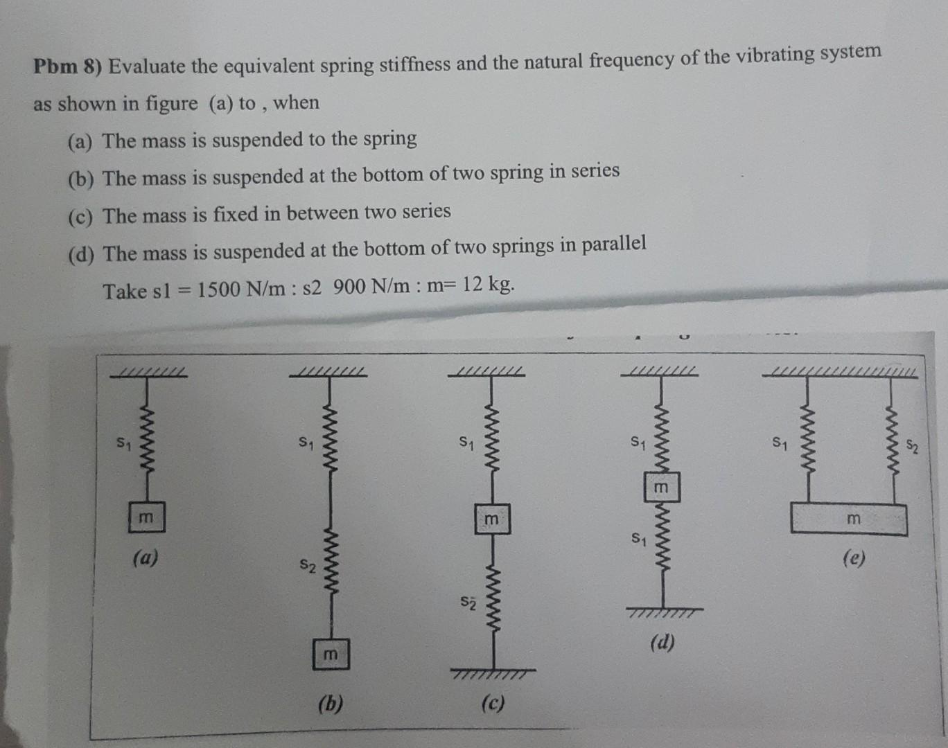 Solved Pbm 8) Evaluate the equivalent spring stiffness and | Chegg.com