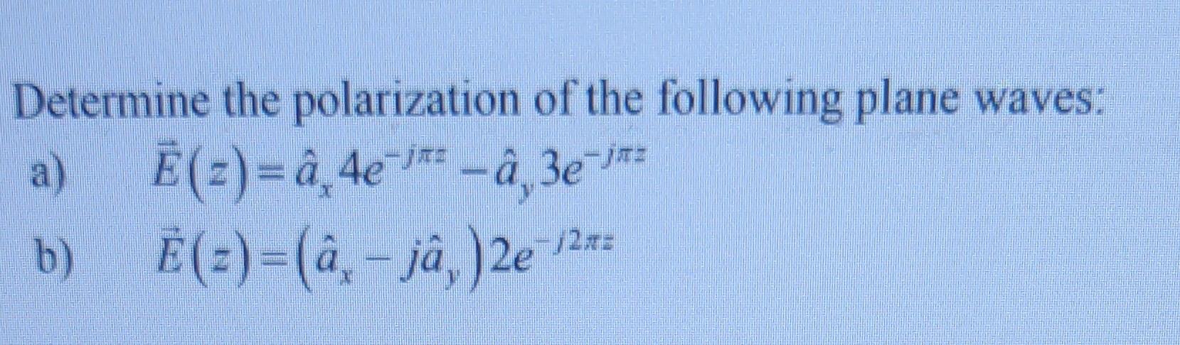 Solved Determine the polarization of the following plane | Chegg.com