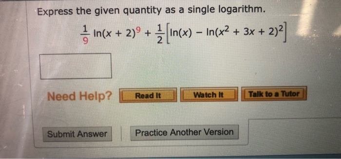 Solved Express the given quantity as a single logarithm. 1 | Chegg.com