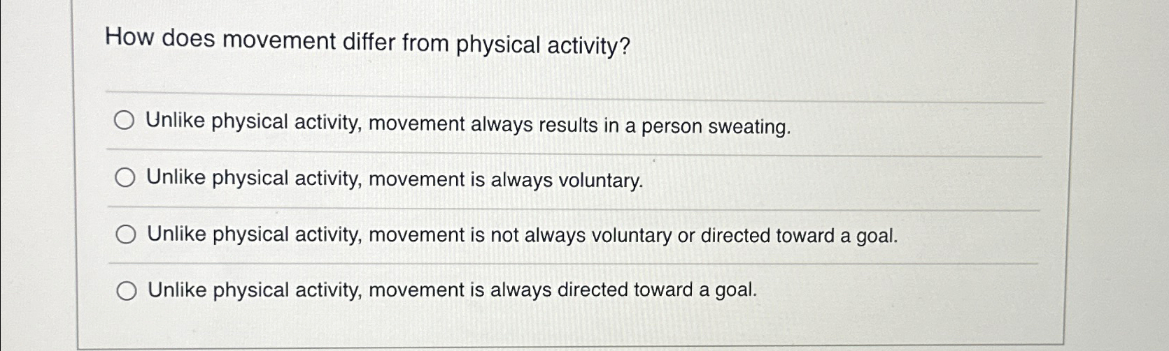 Solved How does movement differ from physical | Chegg.com
