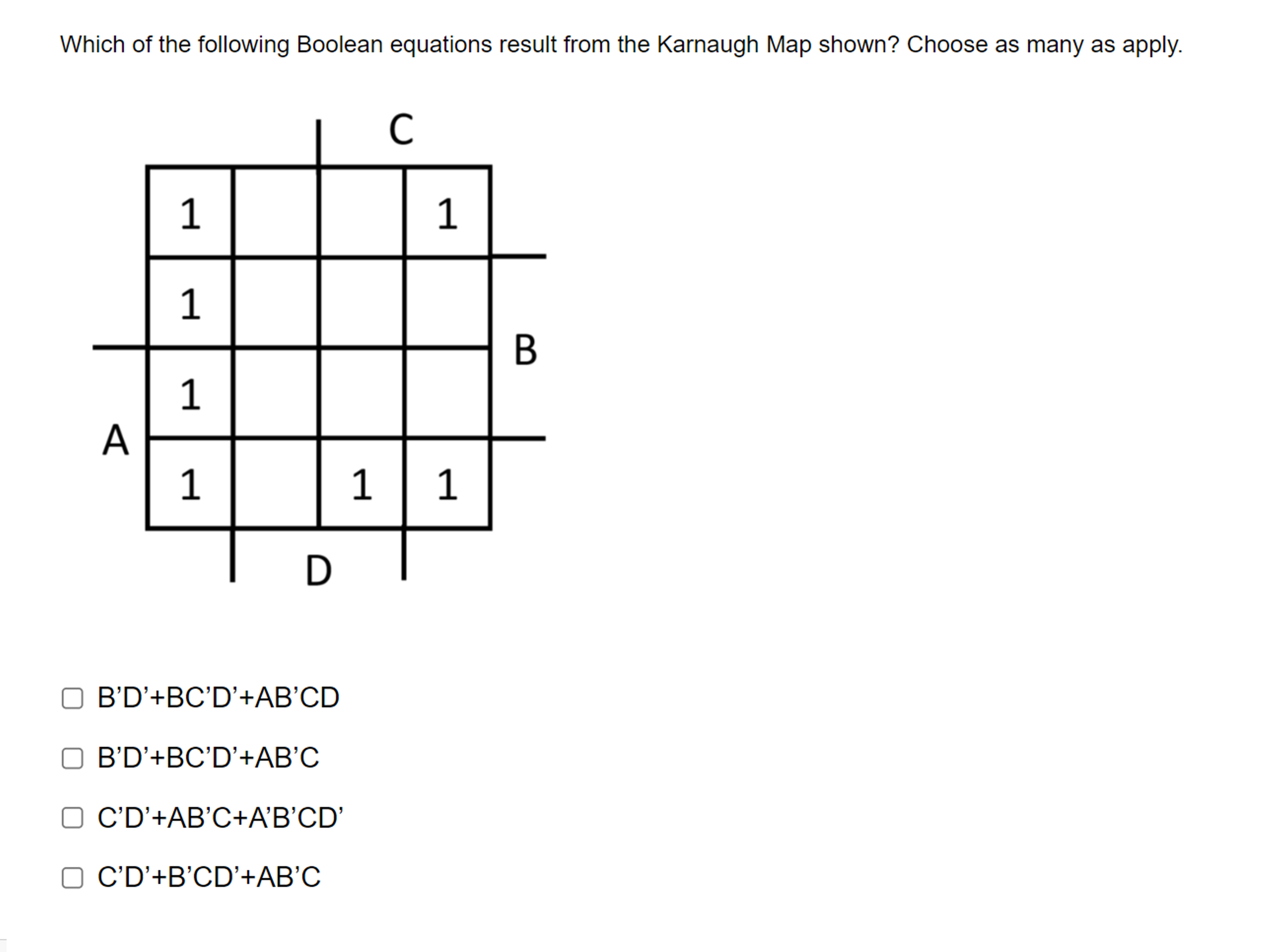 Solved Which of the following Boolean equations result from | Chegg.com