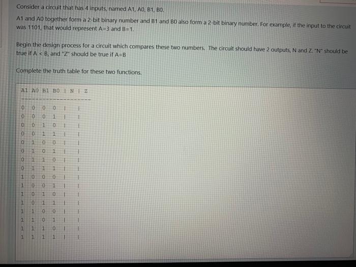 Solved Consider a circuit that has 4 inputs, named A1, A, | Chegg.com