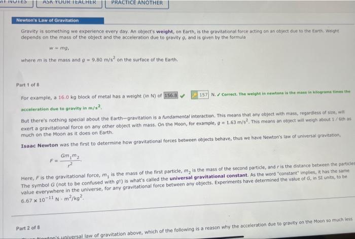 Solved Gravity is something we experience every day. An | Chegg.com