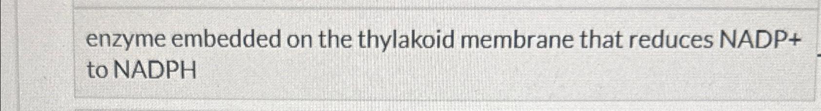 Solved enzyme embedded on the thylakoid membrane that | Chegg.com