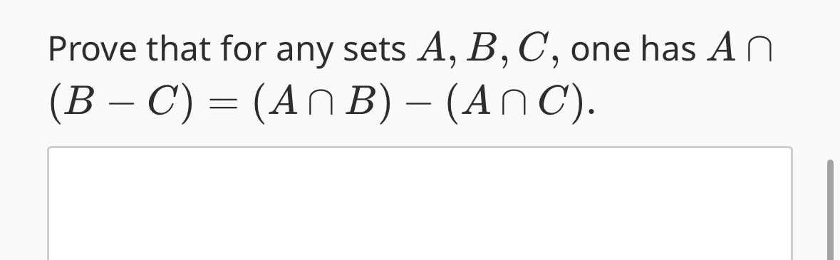 Solved Prove that for any sets A,B,C, ﻿one has | Chegg.com