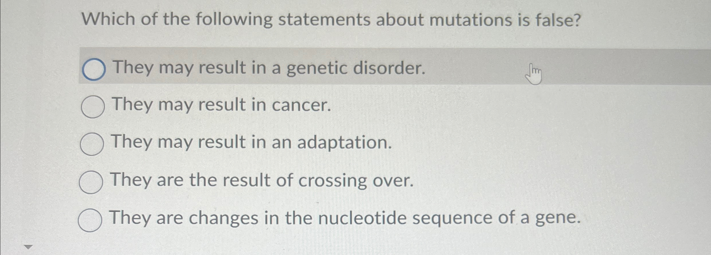 Solved Which of the following statements about mutations is | Chegg.com