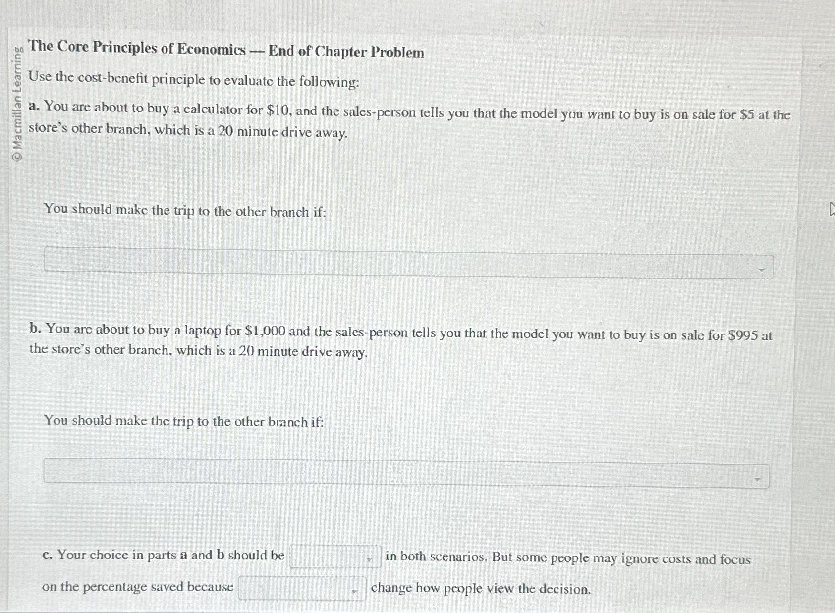 Solved The Core Principles of Economics - ﻿End of 'Chapter | Chegg.com