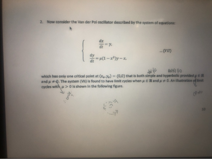 Solved 2. Now consider the Van der Pol oscillator described | Chegg.com