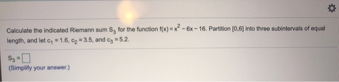 Solved Calculate the indicated Riemann sum Sg for the | Chegg.com