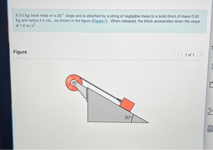 Solved A 3.0 kg block rests on a 30∘ slope and is attached | Chegg.com