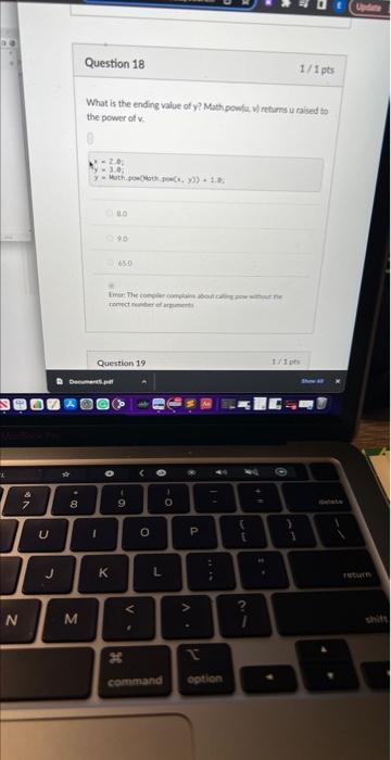 Solved What is the ending value of y ? Math powla vi returts | Chegg.com