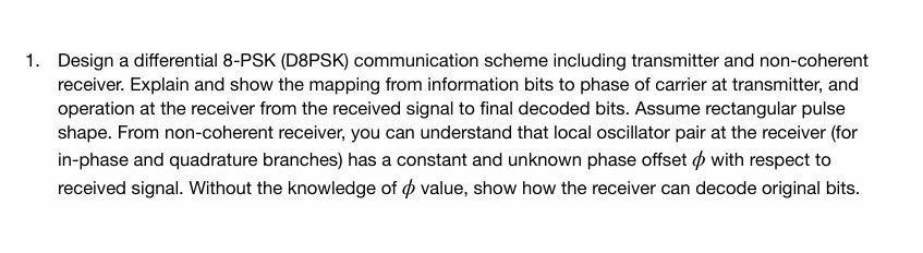 Solved Design A Differential 8 Psk D8psk communication