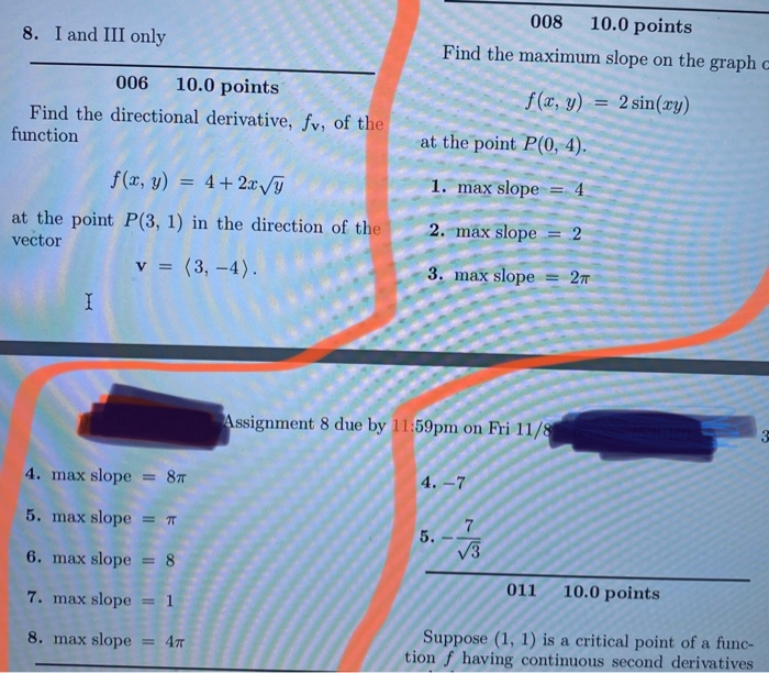 Solved 8. I and III only 008 10.0 points Find the maximum | Chegg.com