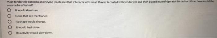 Solved Meat tenderizer contains an enzyme (protease) that | Chegg.com