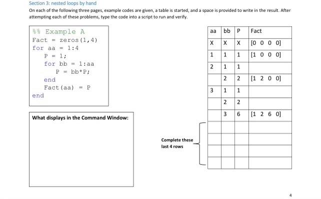 Section s: nested loops by hand On each of the | Chegg.com