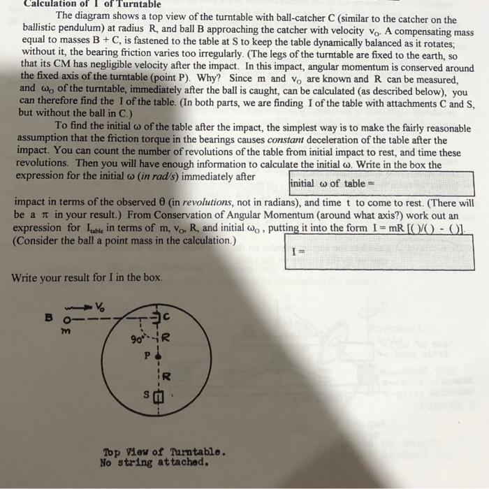 Calculation of I of Turntable The diagram shows a top | Chegg.com