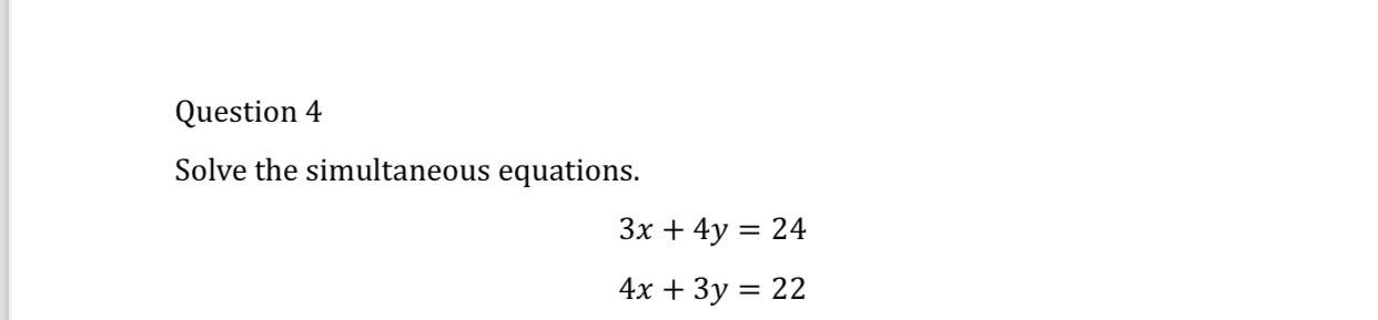 Solved Question 4Solve the simultaneous | Chegg.com