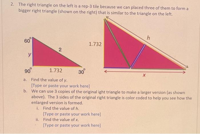 Solved 2. The right triangle on the left is a rep-3 tile | Chegg.com