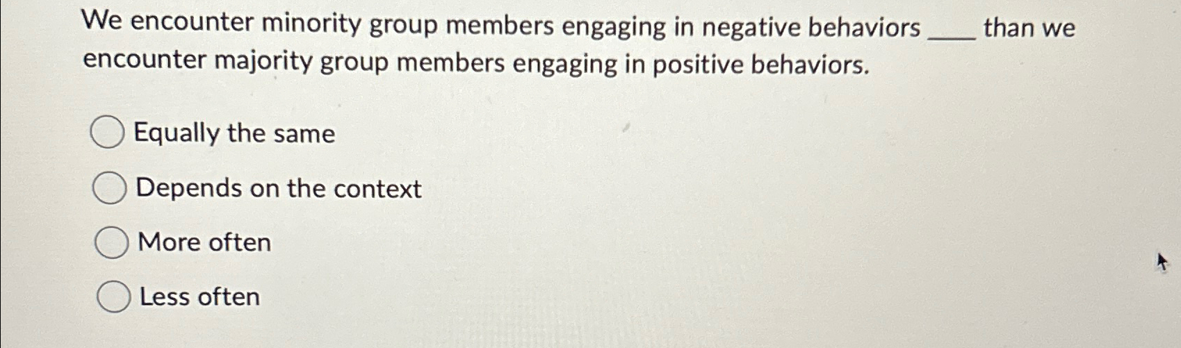 Solved We encounter minority group members engaging in | Chegg.com