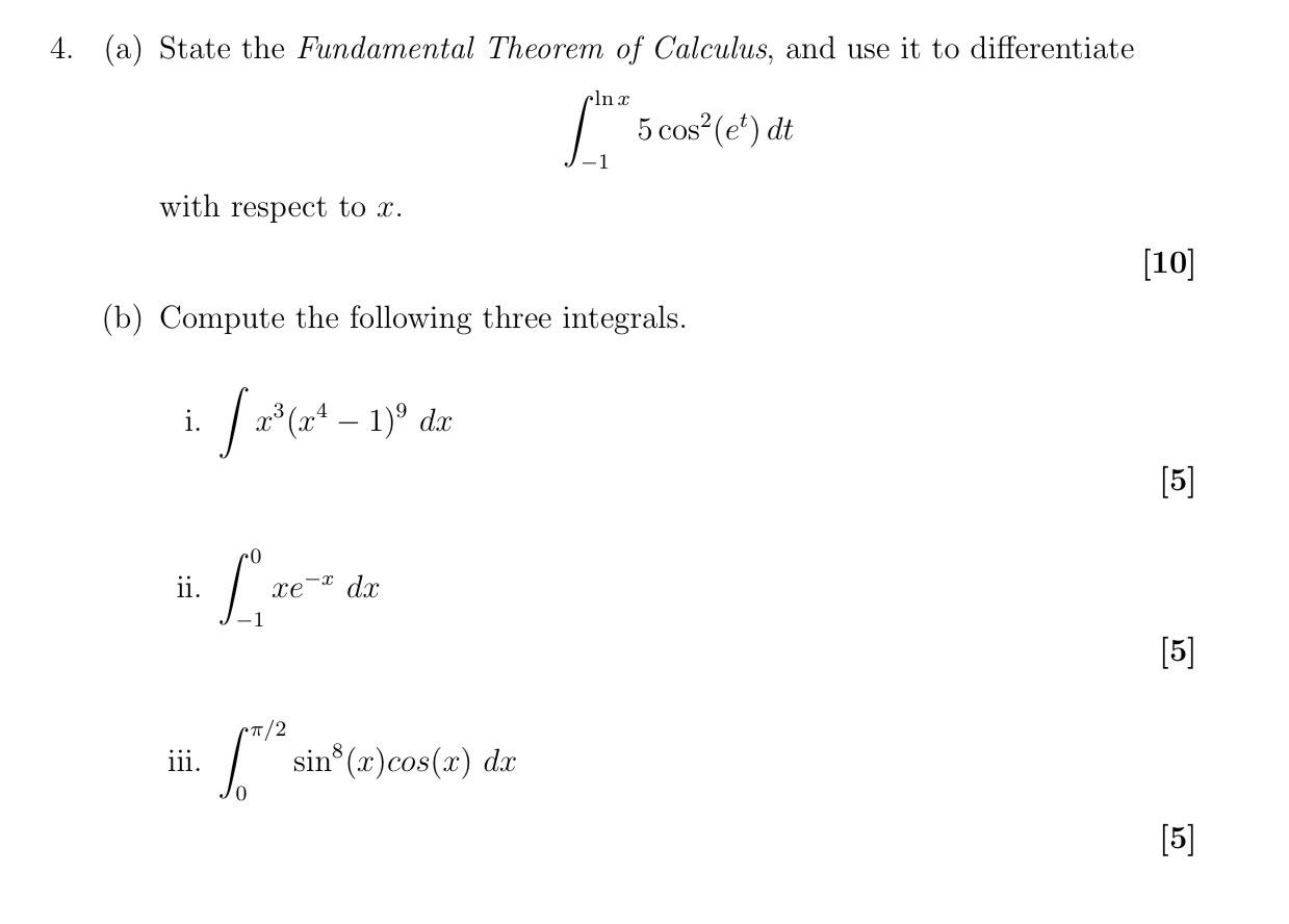 (a) ﻿State the Fundamental Theorem of Calculus, and | Chegg.com