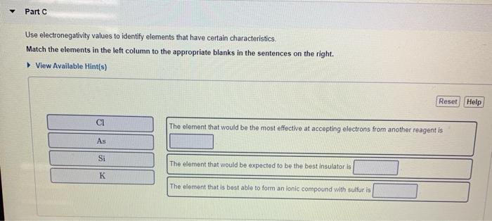 Solved Part 6 Use electronegativity values to identify | Chegg.com