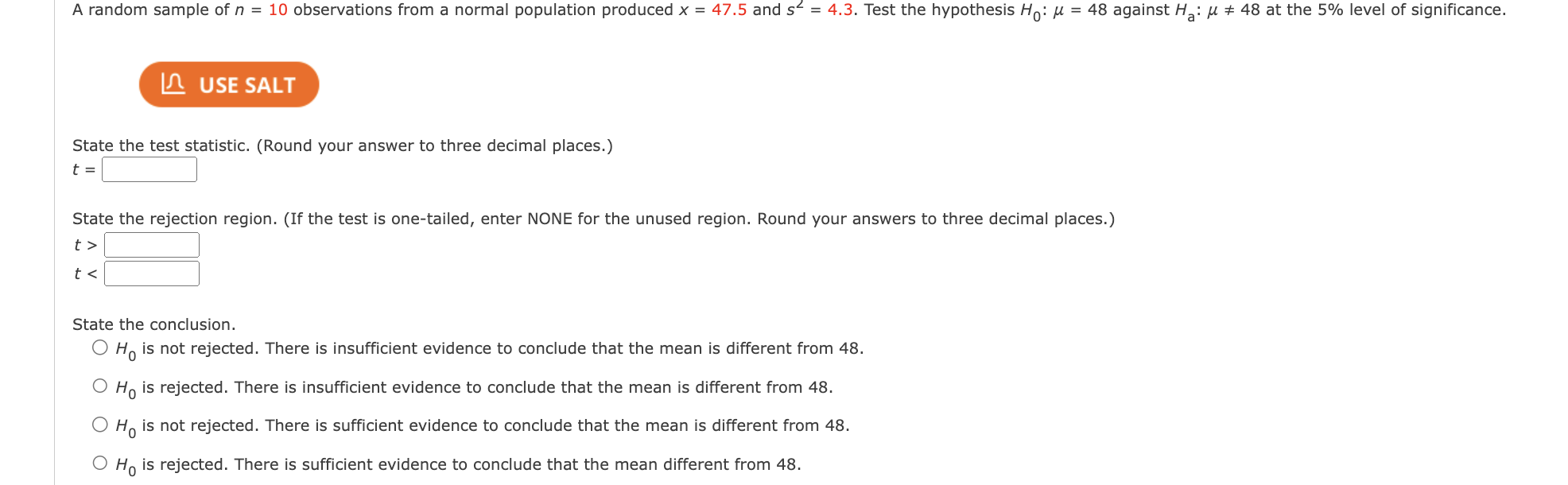 Solved A random sample of n=10 ﻿observations from a normal | Chegg.com