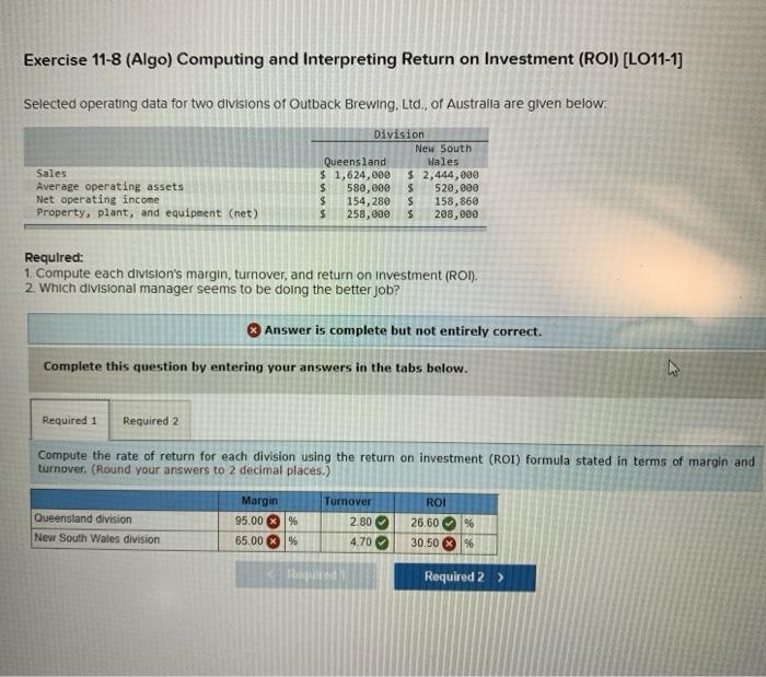 Solved Exercise 11-8 (Algo) Computing and Interpreting | Chegg.com