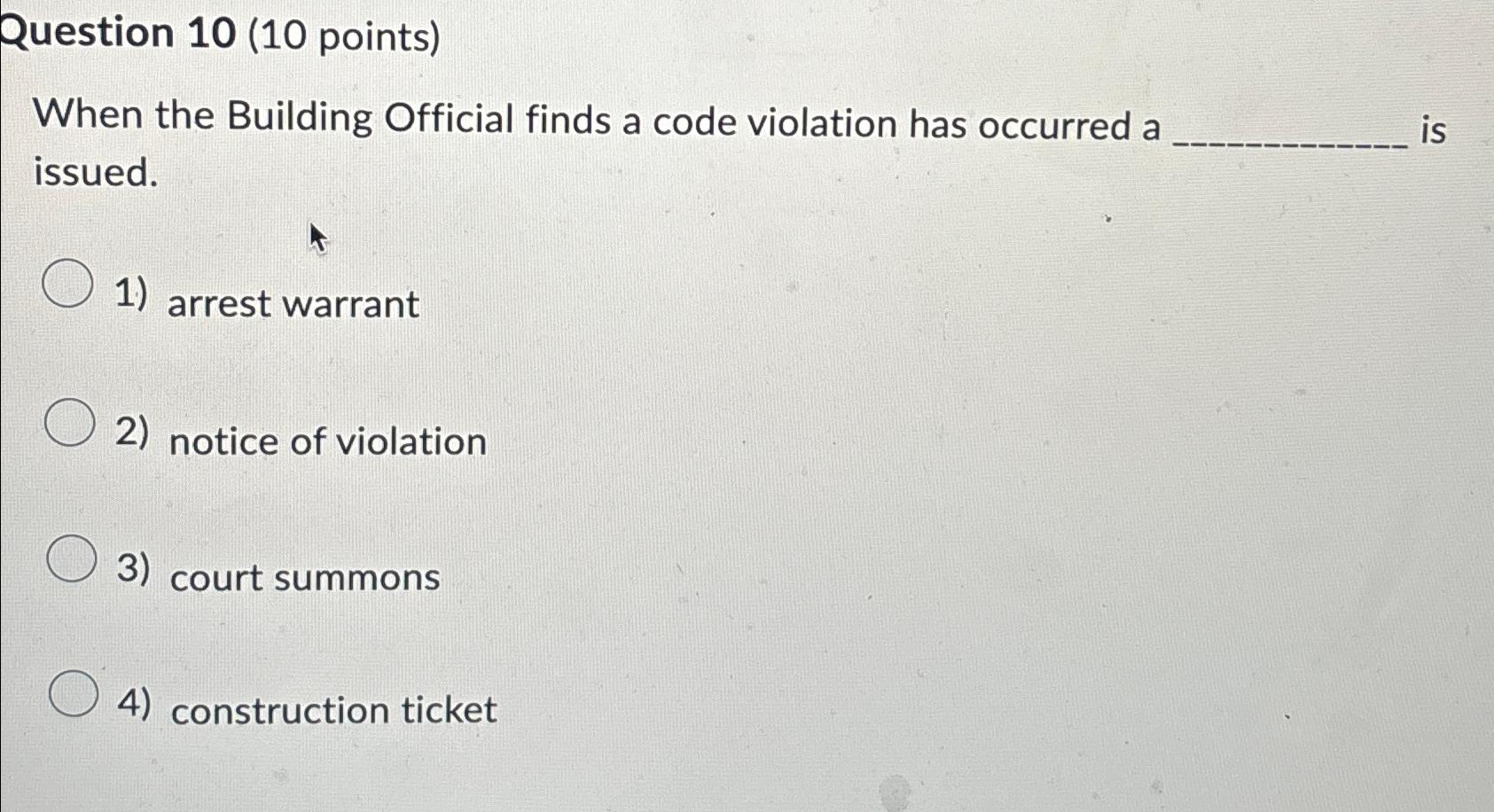 Solved Question 10 (10 ﻿points)When the Building Official | Chegg.com