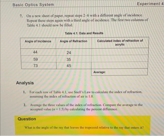 Solved Basic Optics System 7. On a new sheet of paper, | Chegg.com