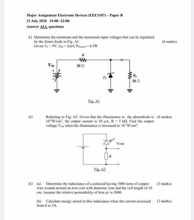 Solved Major Assignment Electronic Devices (EEE3107) - Paper | Chegg.com