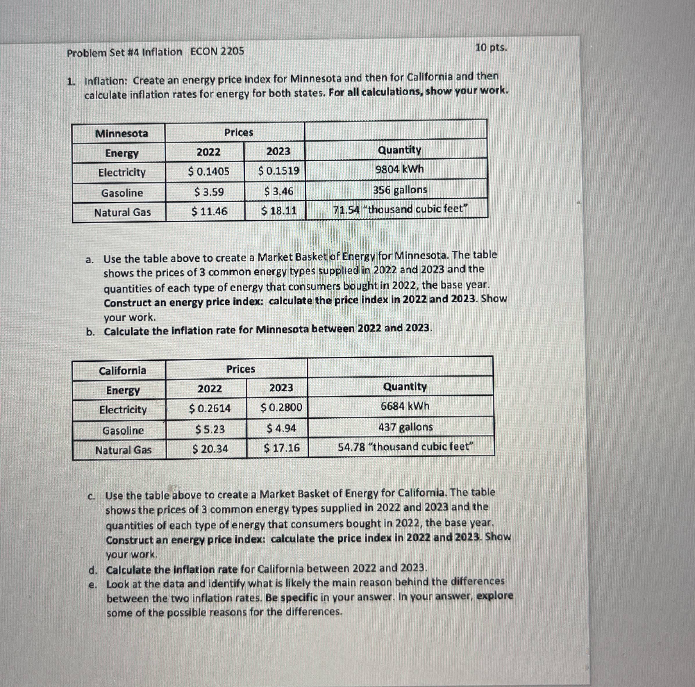 Solved Problem Set #4 ﻿Inflation ECON 220510 ﻿pts.Inflation: | Chegg.com