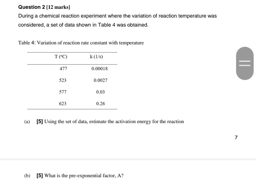 Solved Question 2 [12 marks] During a chemical reaction | Chegg.com