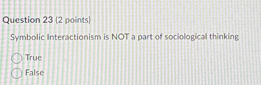 Solved Question 23 (2 ﻿points)Symbolic Interactionism is NOT | Chegg.com