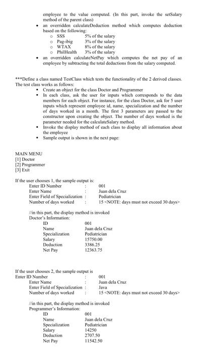 Solved Problem Statement: EMPLOYEE Define an abstract class | Chegg.com