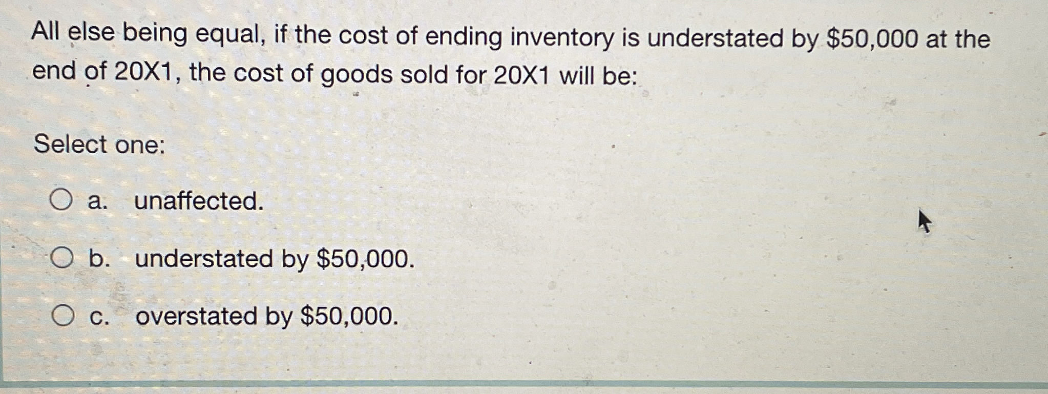 Solved All else being equal, if the cost of ending inventory | Chegg.com