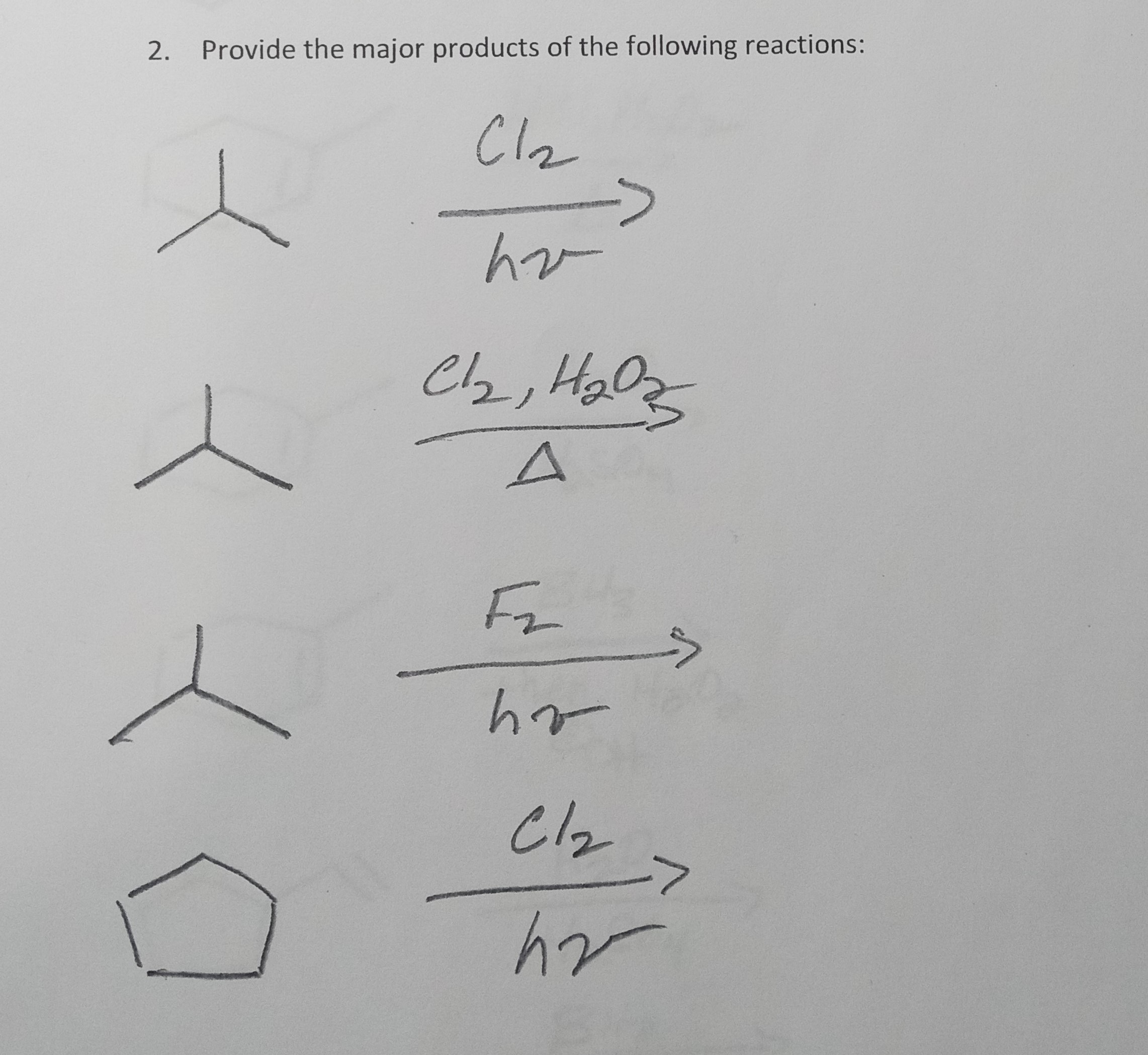 Solved Provide the major products of the following | Chegg.com