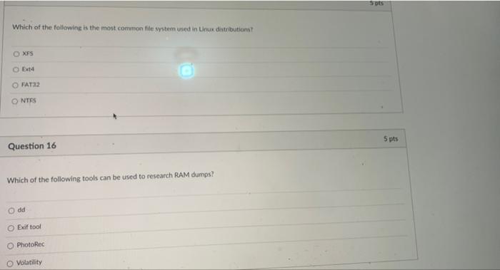 Solved Which of the following is the most common file system | Chegg.com