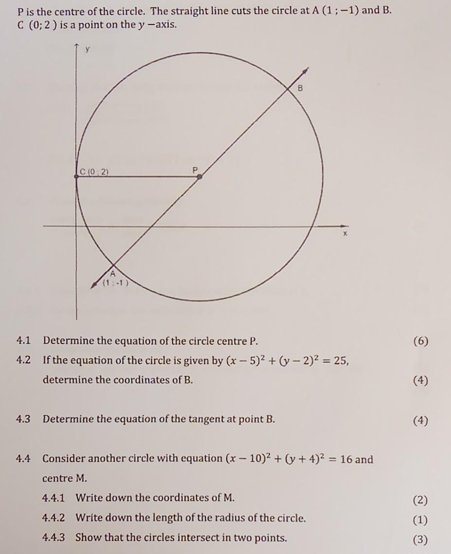 Solved P is the centre of the circle. The straight line cuts | Chegg.com