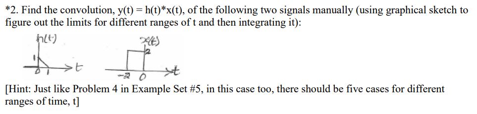 Solved *2. ﻿Find the convolution, y(t)=h(t)*x(t), ﻿of the | Chegg.com