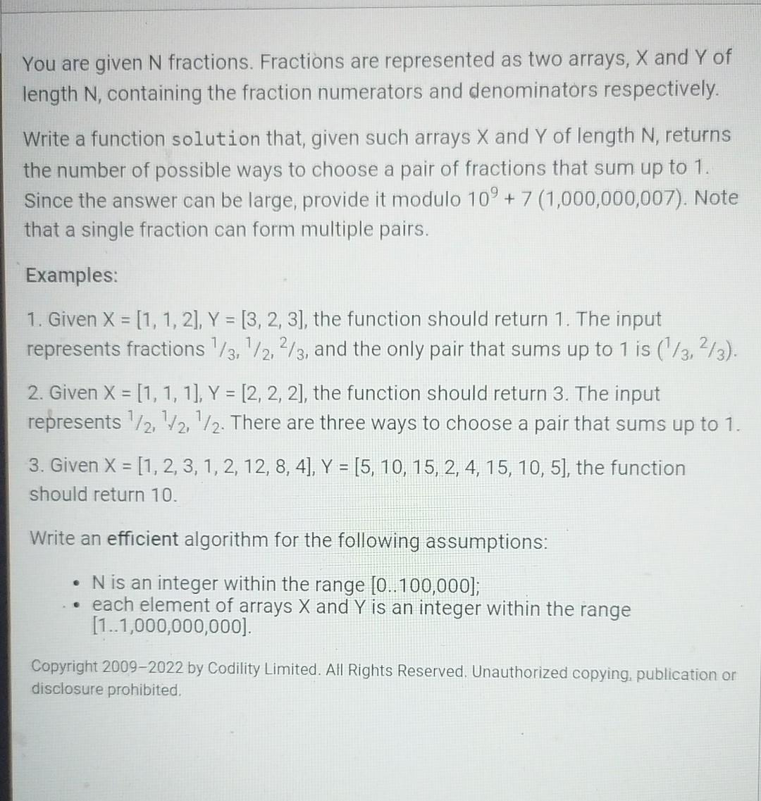 Solved You are given N fractions. Fractions are represented | Chegg.com