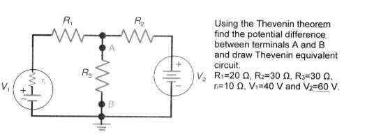 Solved Using the Thevenin theorem find the potential | Chegg.com