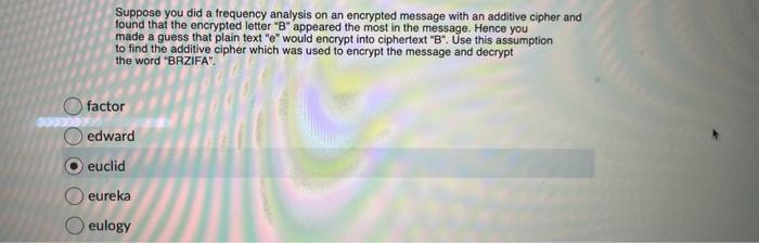 Solved ODD Suppose you did a frequency analysis on an | Chegg.com