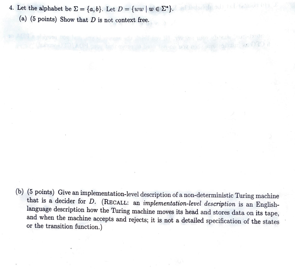 Solved (a) ﻿Show that D is not context free.(b) ﻿Give an | Chegg.com