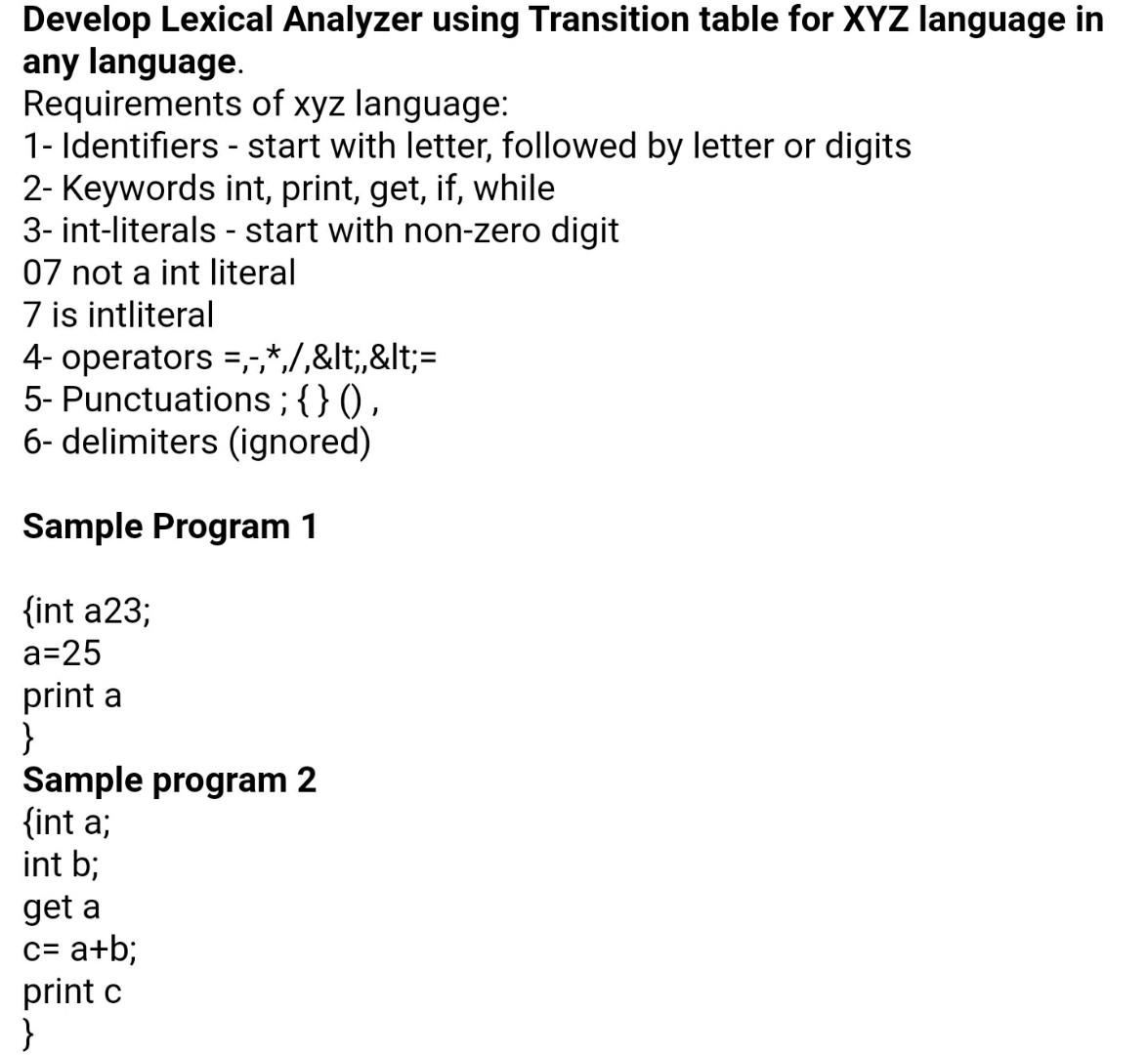 Solved *****DO NOT TOKENIZE THE SAMPLE PROGRAMS***** Build a | Chegg.com