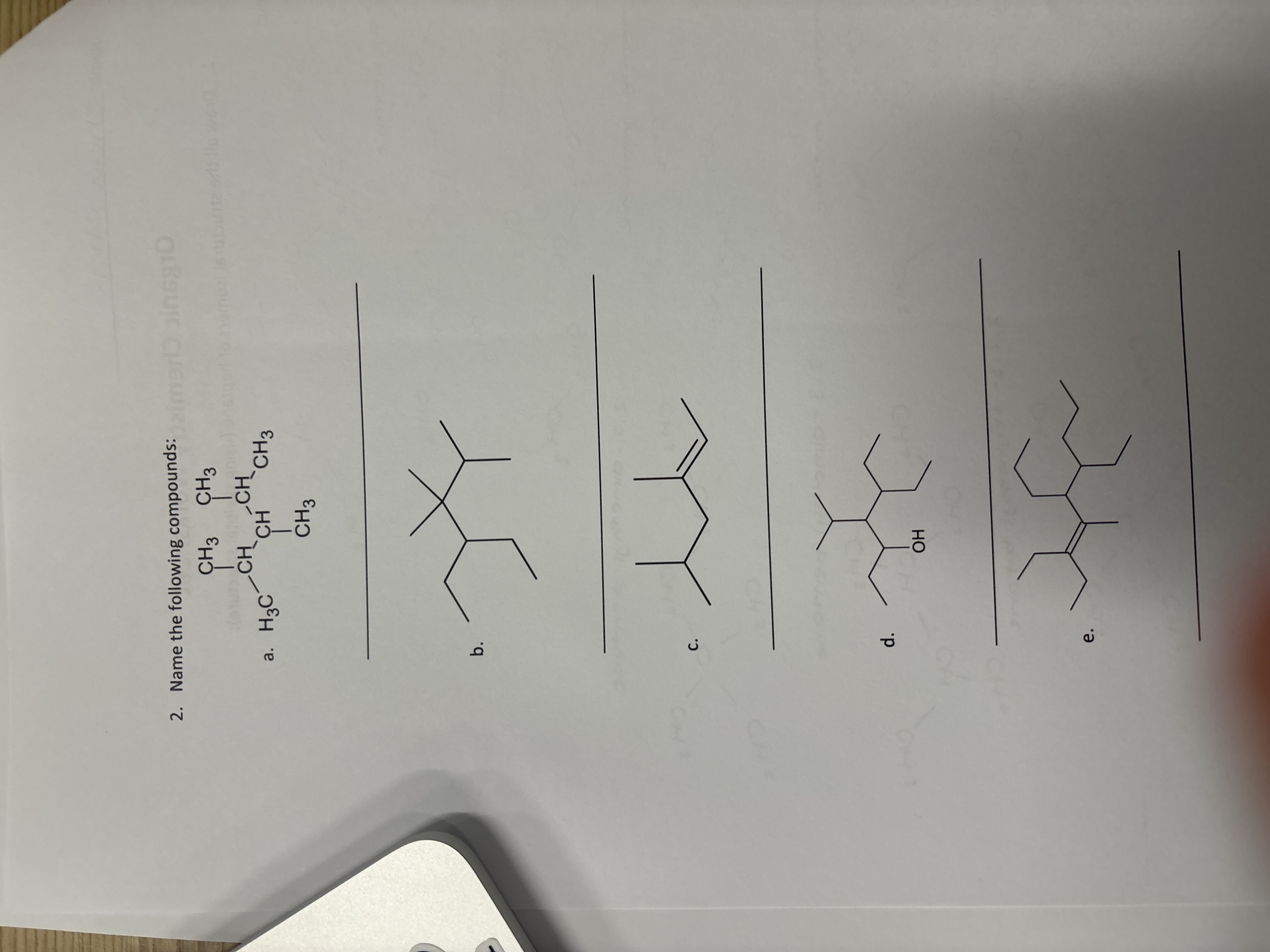 Solved 2. ﻿Name the following compounds:a.c.d | Chegg.com