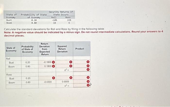 Solved Calculate the standard deviations for Roll and Ross | Chegg.com