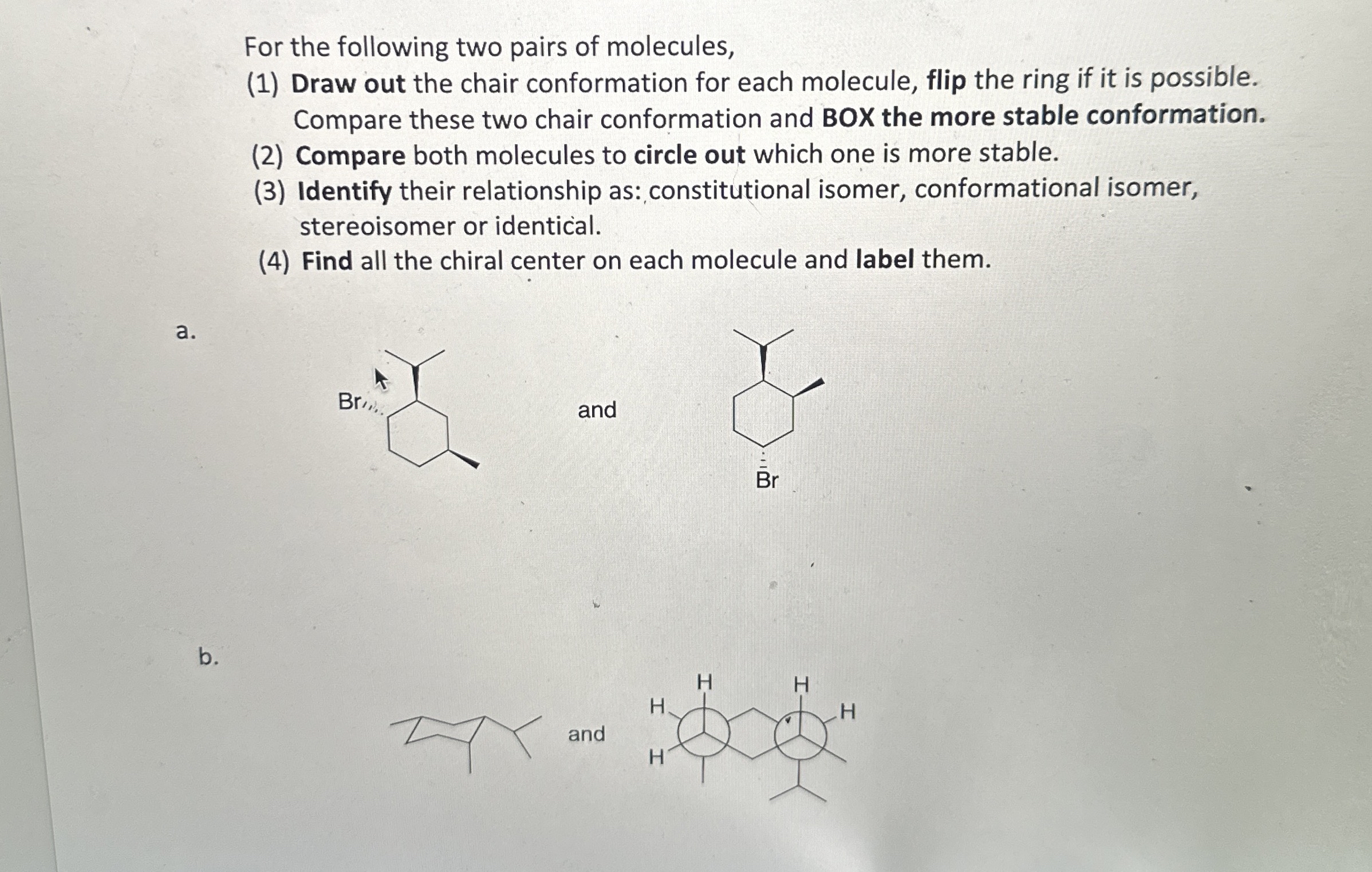 Solved For the following two pairs of molecules,(1) ﻿Draw | Chegg.com