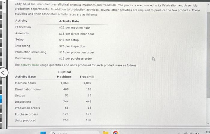 Solved Body-Solid Inc, manufactures elliptical exercise | Chegg.com