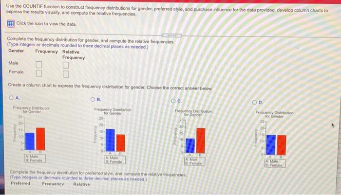 Solved Use the COUNTIF function to construct frequency | Chegg.com