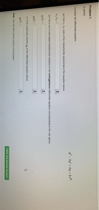 Solved Problem 1. (2 points) Consider the differential | Chegg.com